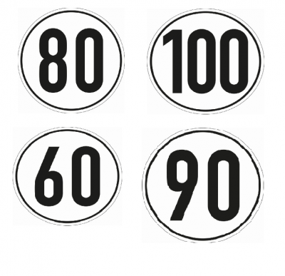 DISQUE ADHESIF bordure noire LIMITATION de VITESSE